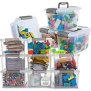 Citylife 4 Packs 5.3 QT & 8 Packs 3.2 QT Storage Bins with Lids Clear Plastic Bins Storage Containers for Organizing Stackable Boxes