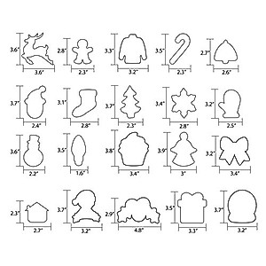 20 Pieces Christmas Cookie Cutters for Xmas/Holiday/Wonderland Party Supplies/Favors - Including Glove, Gingerbread, Angel, Candy Cane, etc