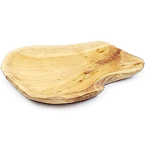 EWEIGEER Wood Fruit Snack Dish Hand-Carved Candy Dish Natural Handmade Wooden Serving Tray Wood Root Carved Dish Fruit Bowl 12.5"