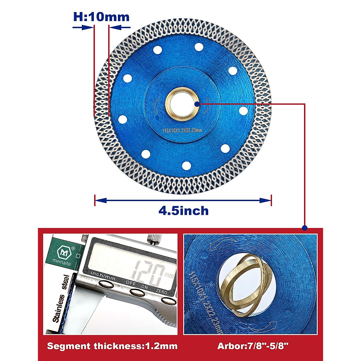 OSTEK 4.5 Inch Super Thin Diamond Tile Blade Porcelain Cutting Blade for Cutting Granite Marble Ceramics Porcelain tiles(4.5")