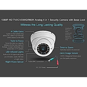 2MP 1080P Analog Security Dome Camera for CCTV Coax Analog DVR System, 100ft IR Night Vision, 2.8-12mm Manual Varifocal Lens, Outdoor, Compatible with Hikvision, Dahua, Lorex, Amcrest Coax DVR