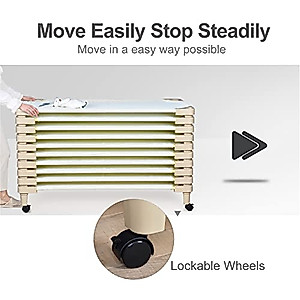 KRAND Kids Stackable Daycare Cot Rest Mat with Easy Lift Corners for Toddler Naptime at Preschool Classroom,Standard 22" W x 52" L (Ivory/Pack of 5, Wheels Included)