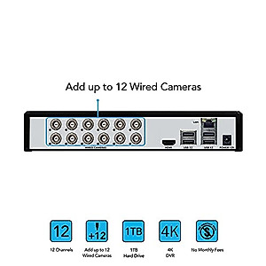 Night Owl Security 4K Ultra HD Wired System with Human Detection Technology, Built-in Motion-Activated Spotlights, 12 Channel , 1 TB HDD Storage, Vision