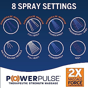 Waterpik Magnetic Dual Dock Adjustable Height Hand Held Shower Head With 5-Foot Metal Hose and PowerPulse Shower Massage, Chrome QMP-863ME