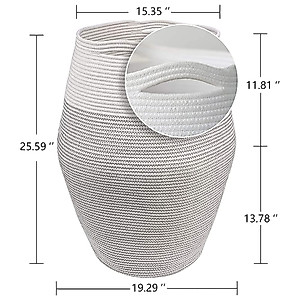 ROPECUBE 145L laundry basket with Lid, Large Foldable Laundry Hamper for laundry with net bag,Clothes Basket Organizer with 2 storage bag for Bedroom and Bathroom (White 俺的 Gray)