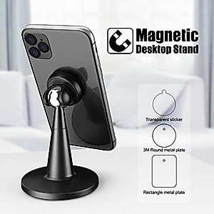 enGMOLPHY Magnetic Phone Stand Desk Magnet Desktop Cell Phone Holder, Office Desk Smartphone Stand for iPhone13/12Mini/13/12/13/12 Pro/12/11 Xs XR 8 X 7 6 6s and More, Black