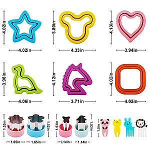 36pcs Sandwich Cutter and Sealer for Kids, Cookie Cutters, Food Picks, Cute Lunch Bento Accessories for Kids, Cookie Cutter, Dinosaur Mickey Mouse Unicorn Shapes Uncrustables Sandwich Maker