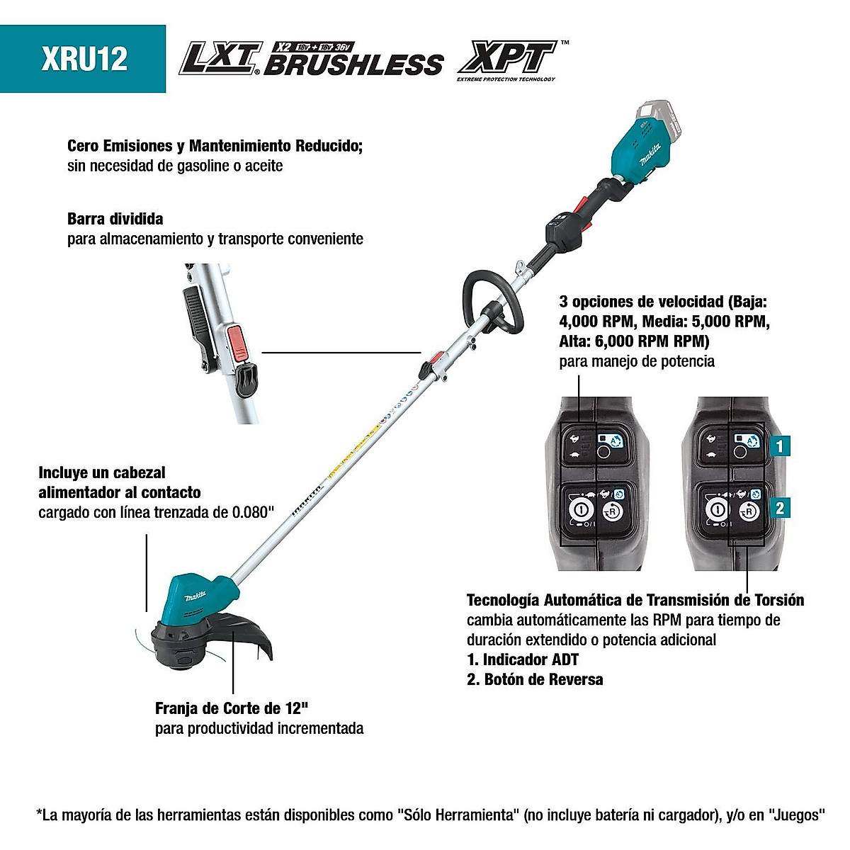 Makita XRU12SM1 18V LXT® Lithium-Ion Brushless Cordless String Trimmer Kit (4.0Ah)