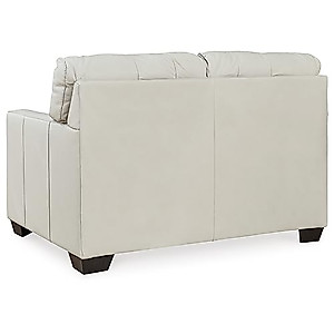 Signature Design by Ashley Belziani Modern Tufted Leather Match Loveseat, White