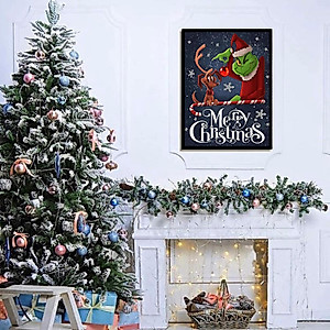 Gearock 2 Pack Christmas Diamond Painting Kits for Adults Beginners, Merry Grinchmas DIY Diamond Art Kits for Room Bedroom Living Room Decor, 5D Diamond Art Painting, Christmas Gifts, 12x16 Inch