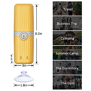 Travel Toothbrush Case, Multifuction Wall Mounted Toothbrush cup,Portable Toothbrush Holder for Travel,Camping,School,Home(Yellow)