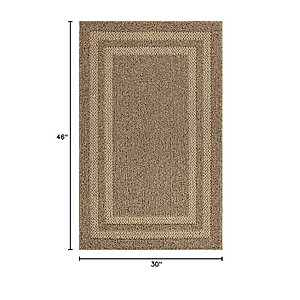 Mohawk Home Alden Sisal Geometric Border Tan 2' 6" x 3' 10" Area Rug Perfect for Living Room, Dining Room, Office