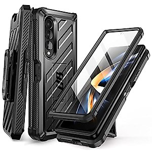 SUPCASE Unicorn Beetle Case for Galaxy Z Fold 4 5G (2022), [Rugged Belt Clip] Shockproof Protective Case with Built-in Screen Protector & Kickstand (Black)
