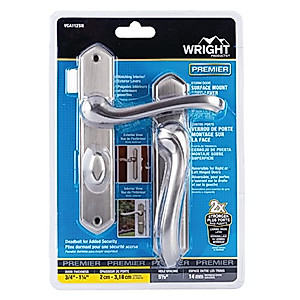 Wright Products - Castellan Surface Lever Mount Latch with Deadbolt for Screen and Storm Doors, Satin Nickel