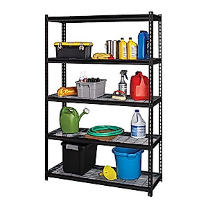 Iron Horse 2300 Deck Wire Shelving Unit, 5 Shelf, 18" x 48" x 72", Black, Black & Zinc