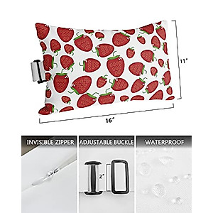 Recliner Head Pillow Ledge Loungers Chair Pillows with Insert Strawberry Pattern Lumbar Pillow with Adjustable Strap Outdoor Waterproof Patio Pillows for Couch Beach Pool Office Chair, 2 PCS