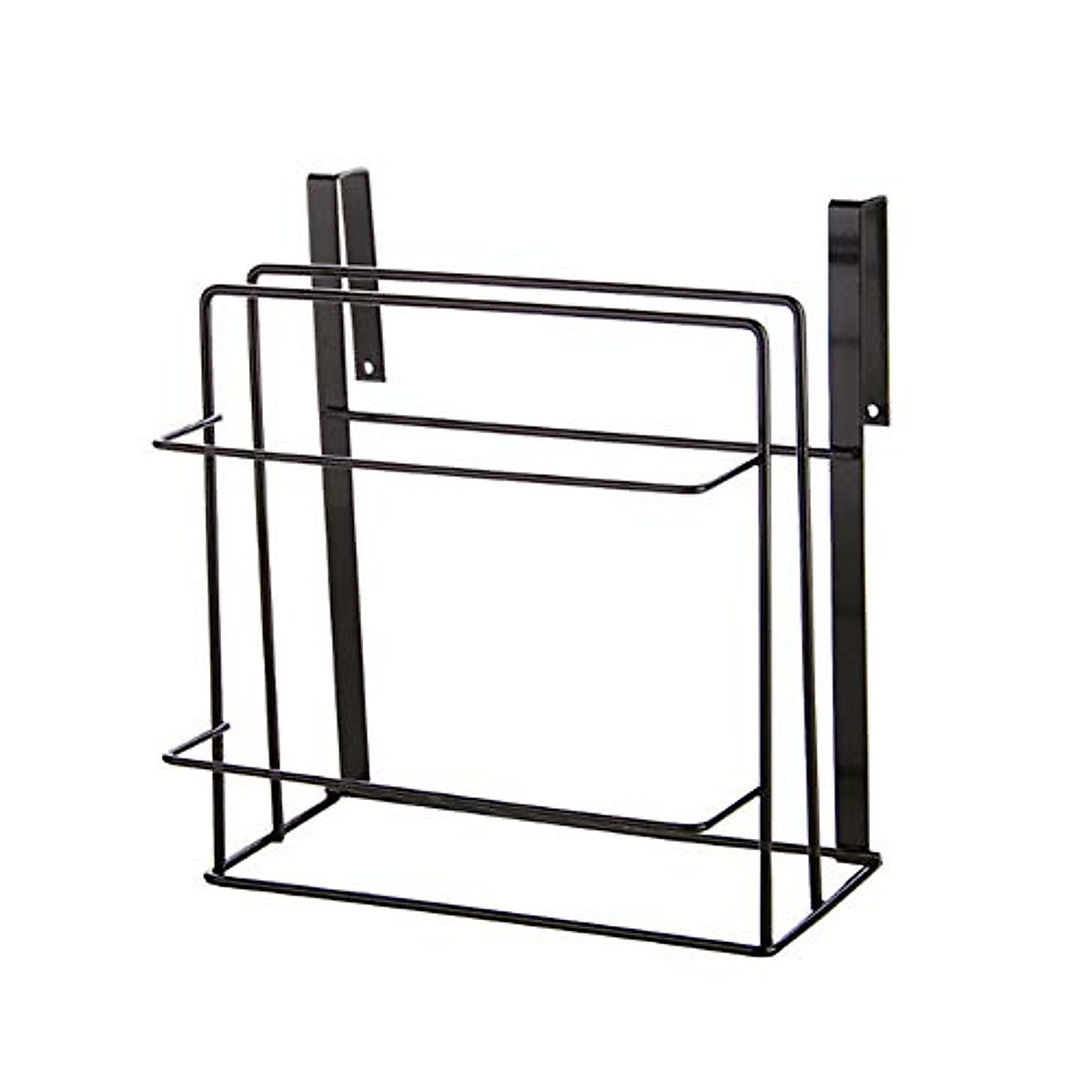 Connoworld Double Layer Kitchen Cabinet Iron Shelf Chopping Board Storage Rack Towel Holder Black