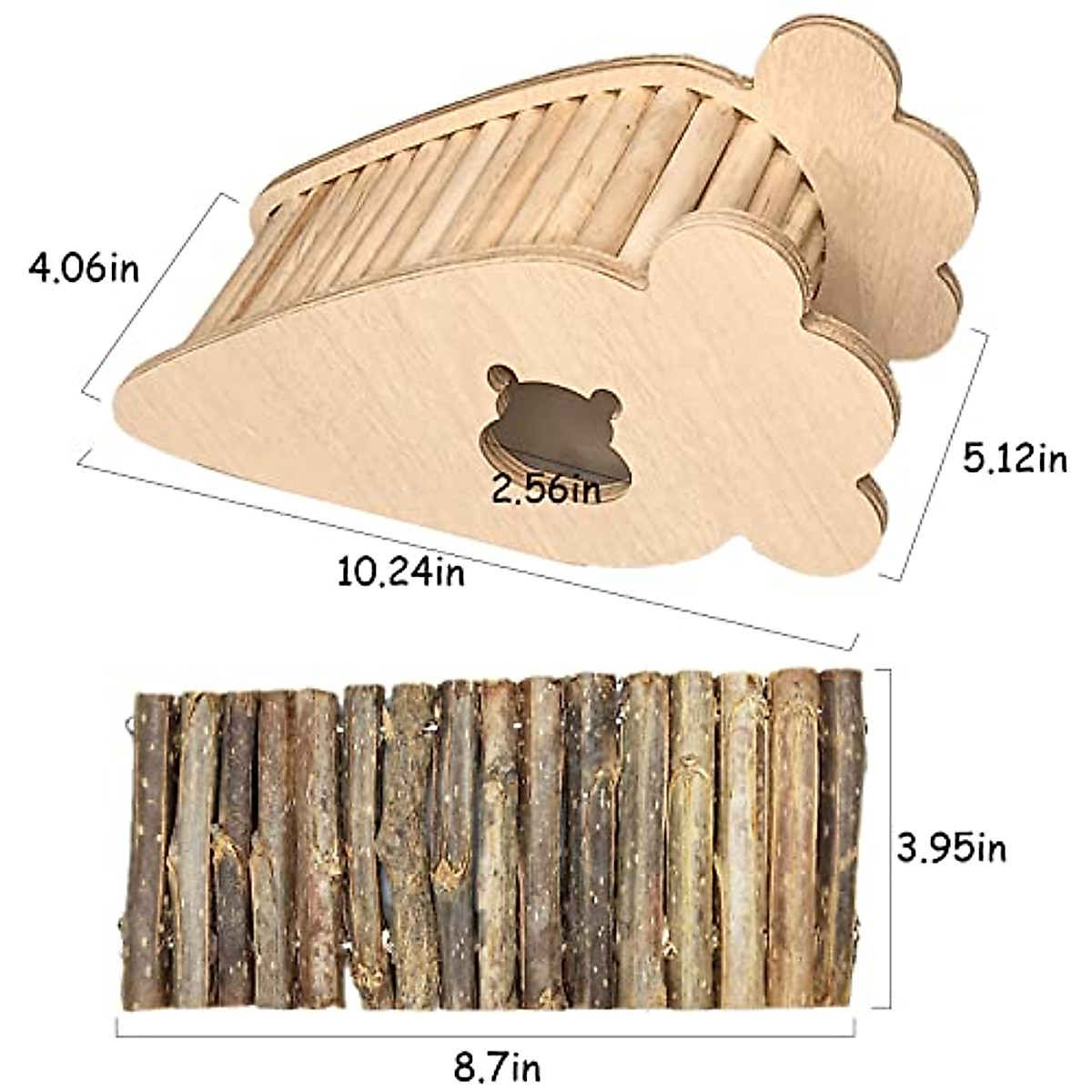 Hamiledyi Wooden Ladder Bridge, Mouse Rest Play Hiding Toy, Rodents Wooden House Guinea Pig Climbing Ladder Chews Toy for Small Animals Rat Syrian Hamster Squirrel Chinchilla Hedgehog3PCS