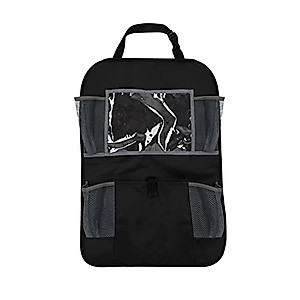 Nuby Ultimate Backseat Car Organizer and Storage - Pockets, Tablet Holder, Toy Clips and Removable Zipper Pouch - Car Accessories for Kids