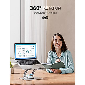 Nulaxy 360 Rotating Laptop Stand for Desk, Laptop Riser Adjustable Height and Angle, Foldable and Portable Travel Laptop Stand, Holds up to 22lbs, Fits All MacBook, Laptops