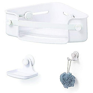Umbra Flex Shower Caddy, Suction Hook, Soap Caddy with Patented Gel-Lock Technology Suction Cups - Adjustable Bathroom Shower Shelf Basket