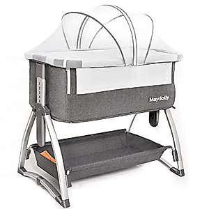 Maydolly Baby Bassinet Bedside Sleeper, 2-in-1 Baby Crib with Mesh Breathable Net, Adjustable Portable Baby Bed for Infant | Newborn Baby Boy & Girl