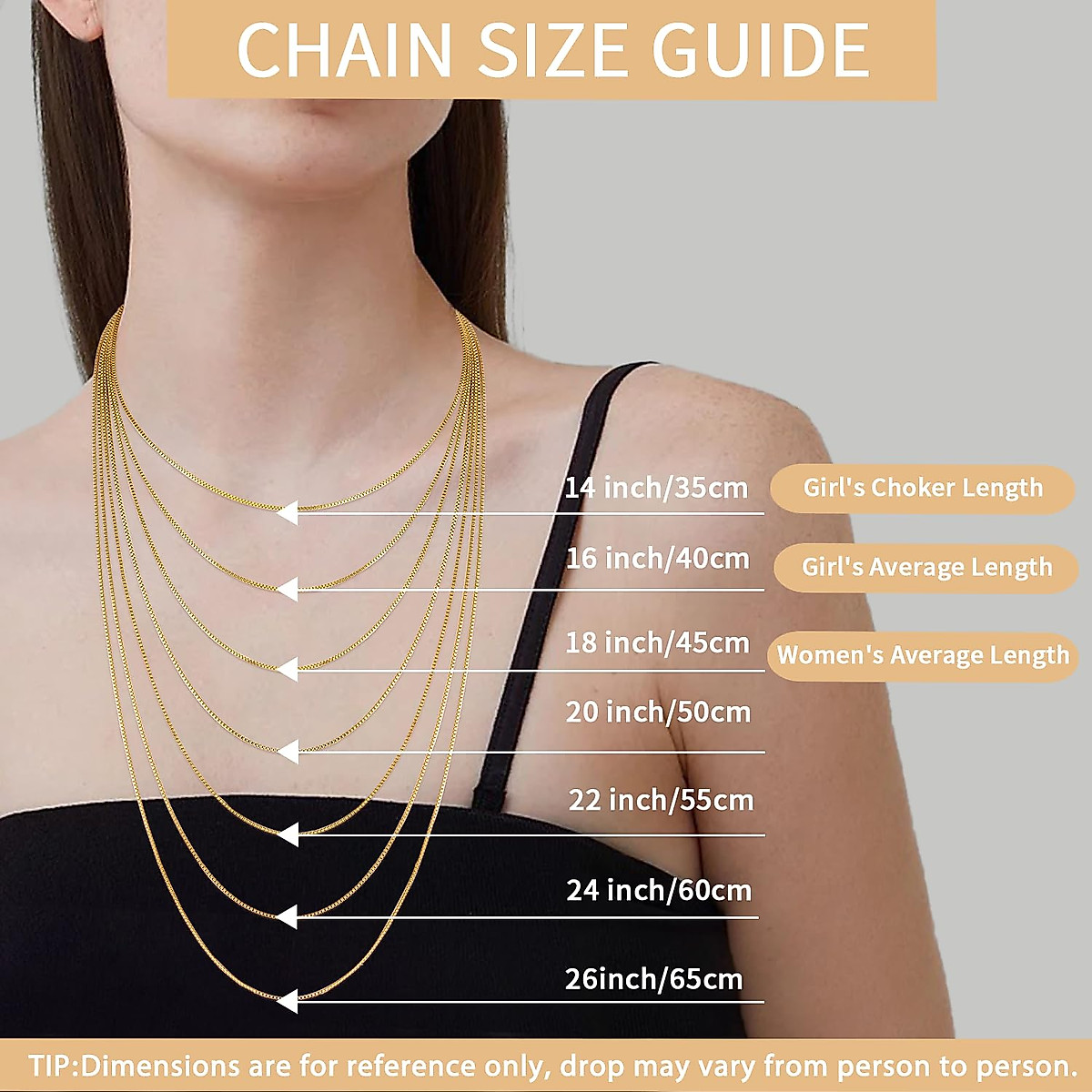 Momlovu 18K Over Gold Chain Necklace for Women, 1MM Box Chain Necklaces Gold Chain for Women Thin & Sturdy Women's Chain Necklaces, 16 Inch