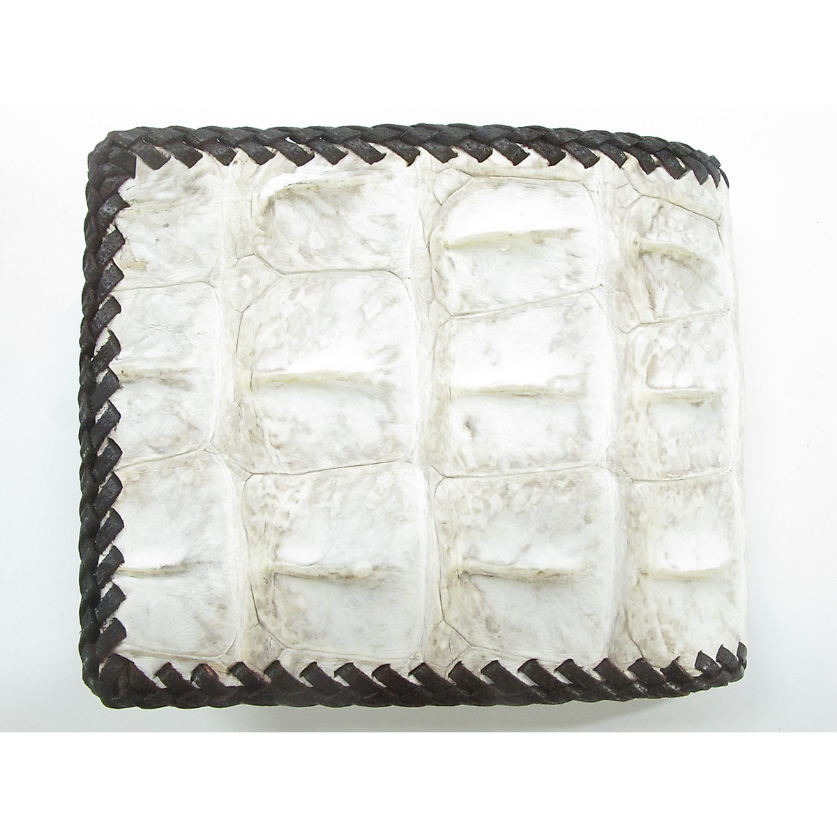 Pelgio Genuine Crocodile Alligator Backbone Skin Handmade Bifold Wallet (Natural)