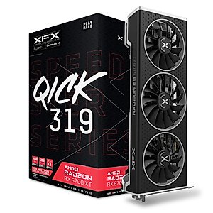 XFX Speedster QICK319 AMD Radeon RX 6700 XT Black Gaming Graphics Card with 12GB GDDR6 HDMI 3xDP, AMD RDNA 2 RX-67XTYPBDP