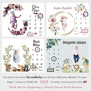 Farnodbaby Personalized Baby Milestone Blanket Girl Floral, Customized Milestone Blanket, Monthly Milestone Blanket, Baby Photo Prop Blanket, Custom Milestone Blanket, Baby Growth Age Chart