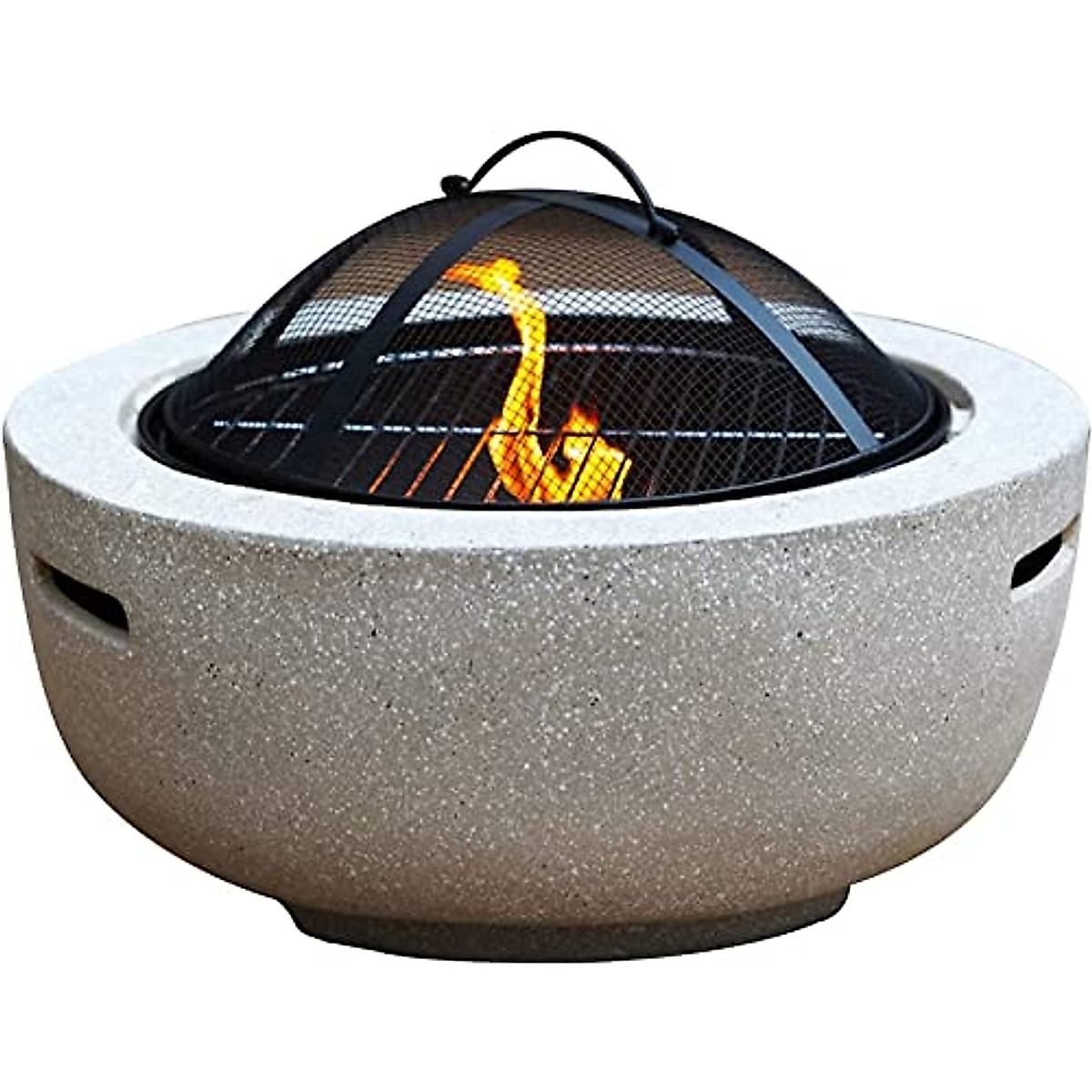 LEAYAN Garden Fire Pit Grill Bowl Grill Barbecue Rack Fire Pits Outdoor Garden Burning Fire Pit BBQ Grill Table - 23“, Outdoor Burning Fire Bowl with Spark Screen Cover and Poker