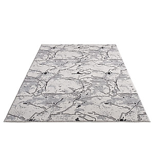 Ladole Rugs Modern Jute Backing Boundless Rustic Area Rug - Durable Home Decor 3x5 Carpet for Living Room, Bedroom, Patio, Balcony, and Office - Ivory, 4x6 (3'11" x 5'3", 120cm x 160cm)