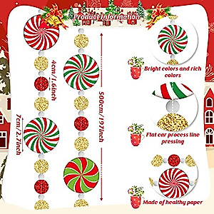 16.5ft Christmas Candy Cane Garlands Xmas Peppermint Garland Ornaments for Christmas Tree Glitter Holiday Tree Garland for Christmas Tree Wreaths Home Fireplace Decorations (Round)