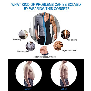 DoLoveY Men's Shapewear Bodysuit Full Body Shaper Compression Slimming Suit Breathable 3X-Large