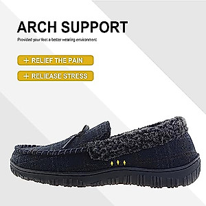 SKABIU Mens Moccasin Slippers House Shoes for Men Memory Foam Bedroom Slippers Black 10