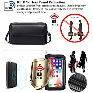 Formva Women Touch Screen Crossbody Bags Cell Phone Wristlets Purse, RFID Blocking Clutch Wallets Card Holder with 2 Shoulder Strap