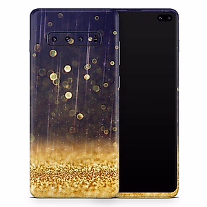 DesignSkinz Raining Gold and Purple Sparkle Protective Vinyl Decal Wrap Skin Cover Compatible with The Samsung Galaxy S20 (Screen Trim & Back Glass Skin)