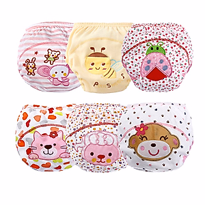 Orinery Cotton Reusable Baby Training Pants Unisex Potty Toddler Underpants Kids Waterproof Breathable Underwear 6-Pack (TP002-A, 6-12 Months Old)