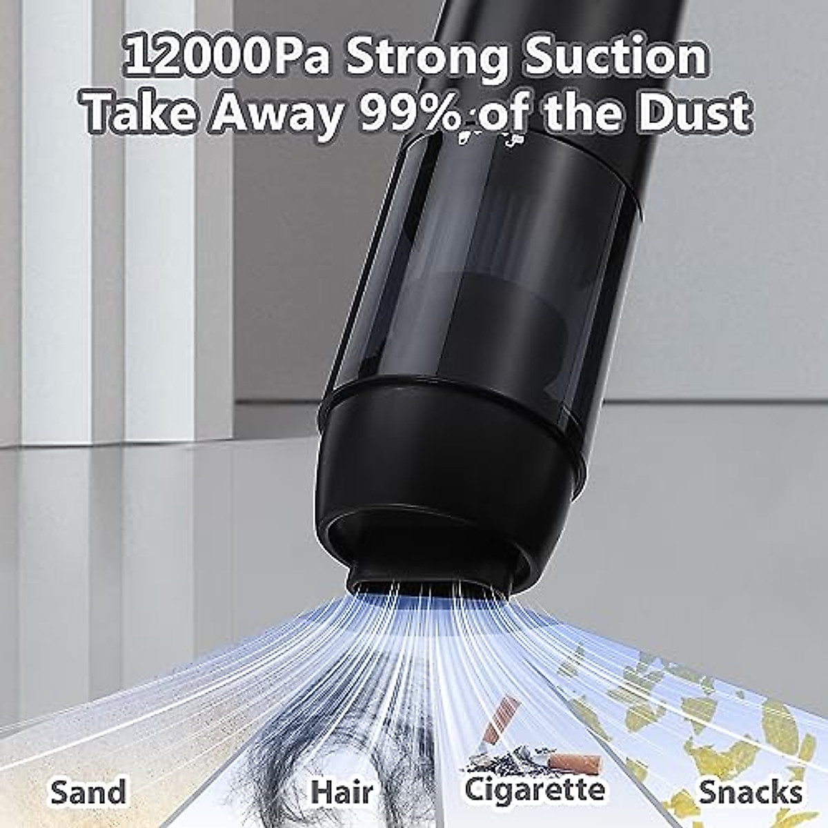 Biupky Car Vacuum Cleaner High Power 12000PA, Handheld Vacuum Cleaners Cordless for Home, Car Vacuum Portable Hand Vacuum Cordless Rechargeable for Home Pet Hair Office