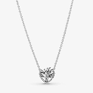 Pandora Jewelry Heart Family Tree Cubic Zirconia Necklace in Sterling Silver, 19.7", No Box
