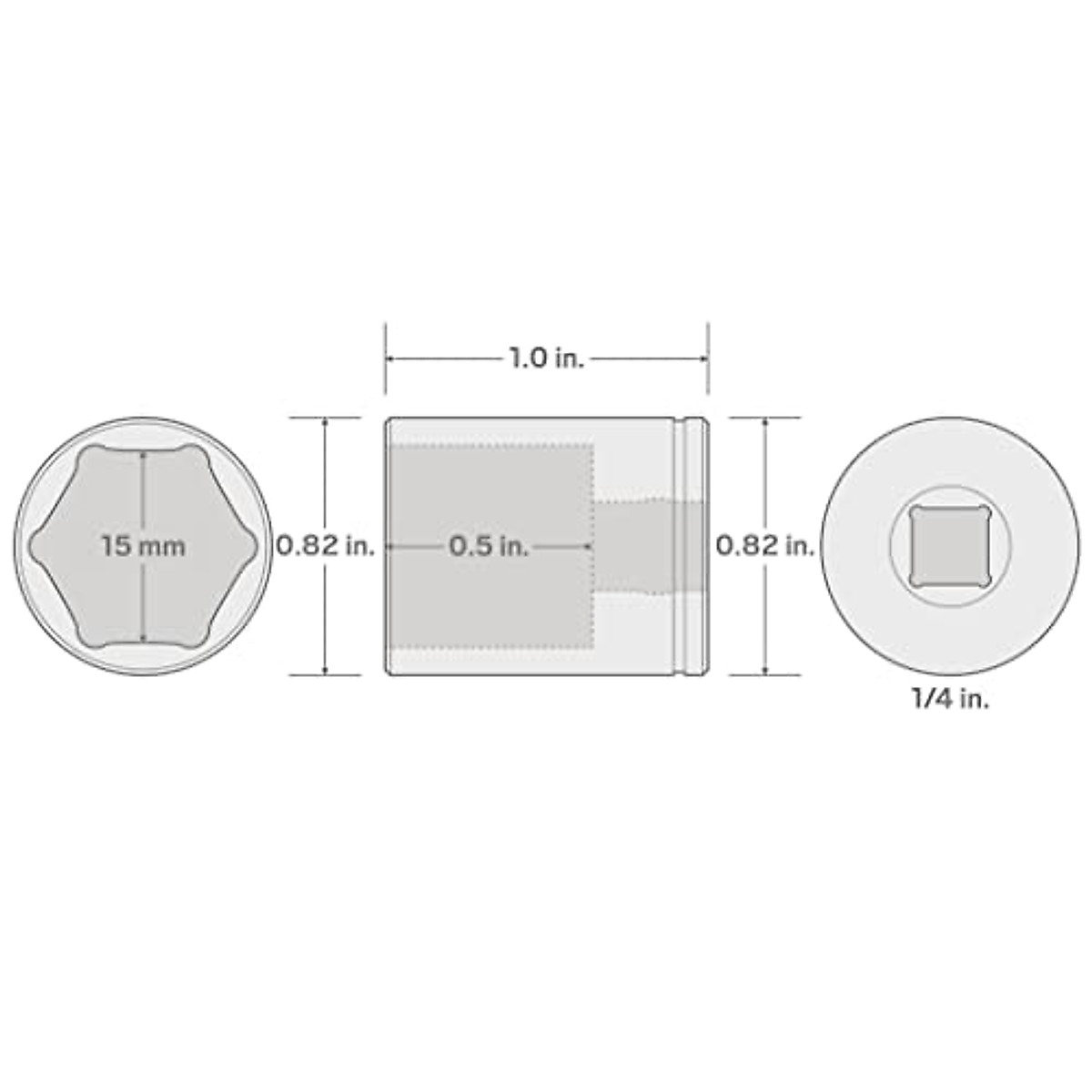 TEKTON 1/4 Inch Drive x 15 mm 6-Point Socket | SHD02115