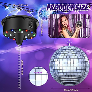 10 RPM Disco Ball with Motor and Disco Ball — Plug/Battery Powered Disco Ball Light with 4 Color Lights,18 LED Beads and Mirror Ball, Christmas Party, Back to 70s Theme Party Supplies