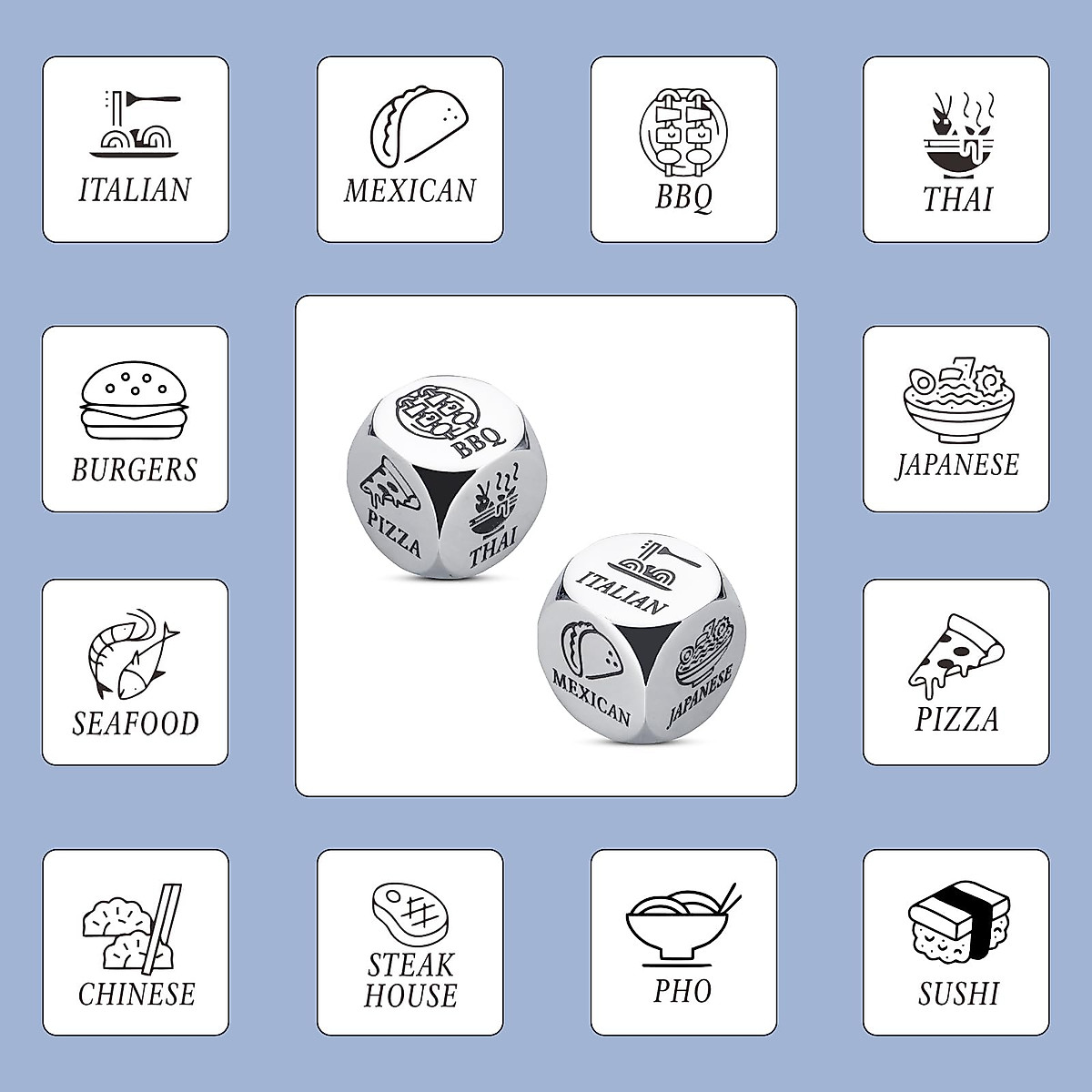 Anniversary Date Night Gifts for Him Her Boyfriend Girlfriend Husband Wife Birthday Couple Gift Dinner Food Decider Dice for Men Women Funny Engagement Wedding Valentines Day Gift Ideas