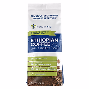 Gundry MD Single Origin Light Roast Ethiopian Ground Coffee, 100% Arabica Beans, 12 Ounce
