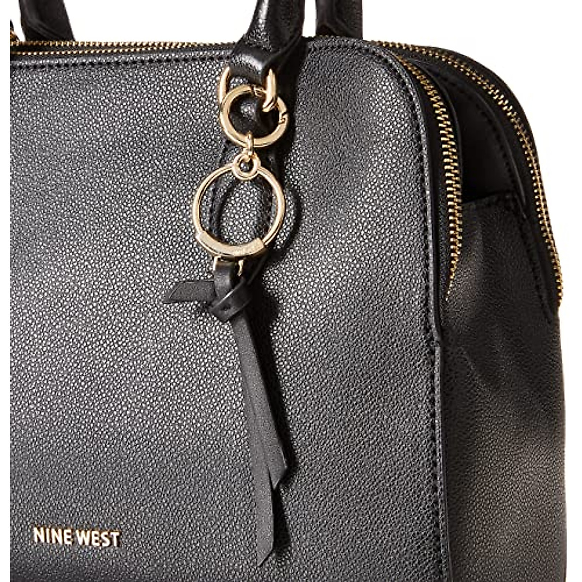 NINE WEST womens Cyra List SATCHEL, Black, One Size US