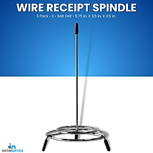 1InTheOffice Wire Receipt Spindle,Chrome Receipt Holder, 3 Pack" (Chrome)
