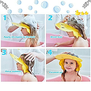Hair Washing Hat Shower Bath Silicone Cap Soft Adjustable Visor Head Protector Shampoo Cap for Toddler, Baby, Kids, Children (Yellow)