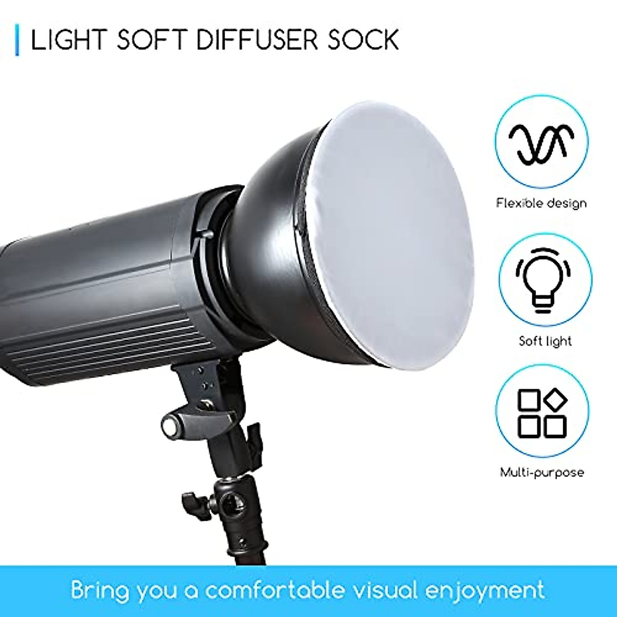 4 Pieces Diffuser Lamp Sock Soft Diffuser Lamp Cover 7 Inches/ 18 cm Standard Cloth Diffuser Light Sock Lampshade Reflector Lamp Sock for Strobe Flash Light Speedlite (White)