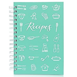 Teal Petal Blank Recipe Book To Write In Your Own Recipes - Recipe Journal, Hardcover Recipe Notebook Holiday Baking Cookbook Gift for Bride Engagement Gift Box, 5.75x8.75 Teal Utensils
