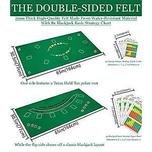 Ultimate Casino Game Set: 6 Deck Shuffler+300pc Hi-End Chips+8 Pro Plastic Poker Card+Card Shoe+Chip Rake+Felt+Accessories, Blackjack Set & Texas Holdem Kit, Poker Night Kit for Adult Casino Party